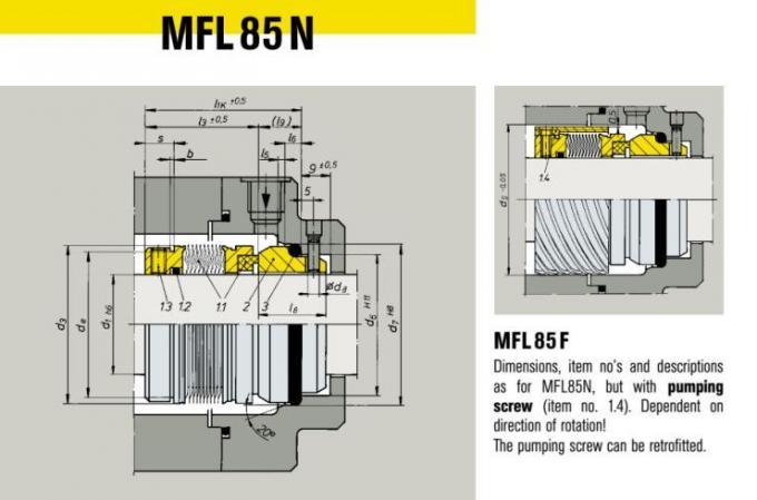 MFL85N-48 Burgmann Mechanical Seals (48x61.9x45mm) |MFL85N Series Metal ...